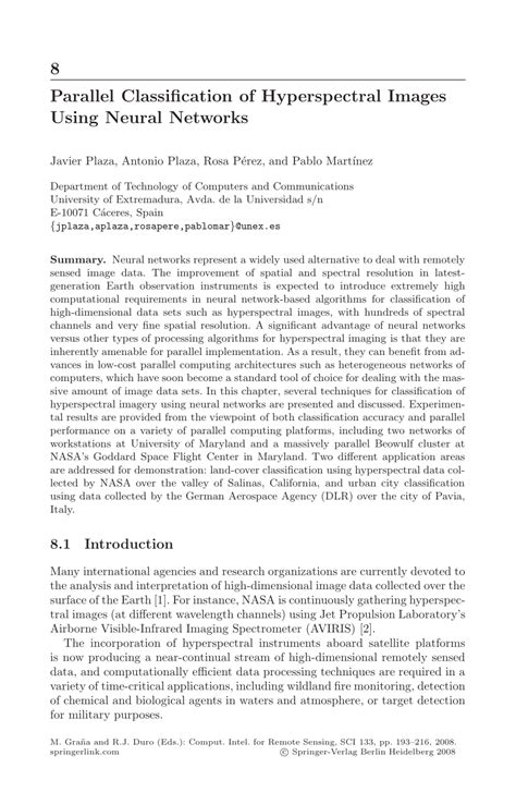Pdf Parallel Classification Of Hyperspectral Images Using Neural Networks