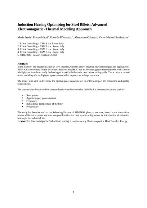 Pdf Induction Heating Optimizing For Steel Billets Advanced