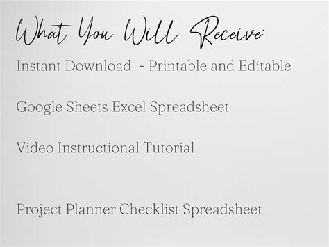 Project Planner Template Excel Spreadsheet Project Etsy