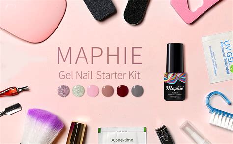Maphie Gel Nail Starter Kit With Nail Light Mini 6ml Soak Off Gel Nail Polish Top