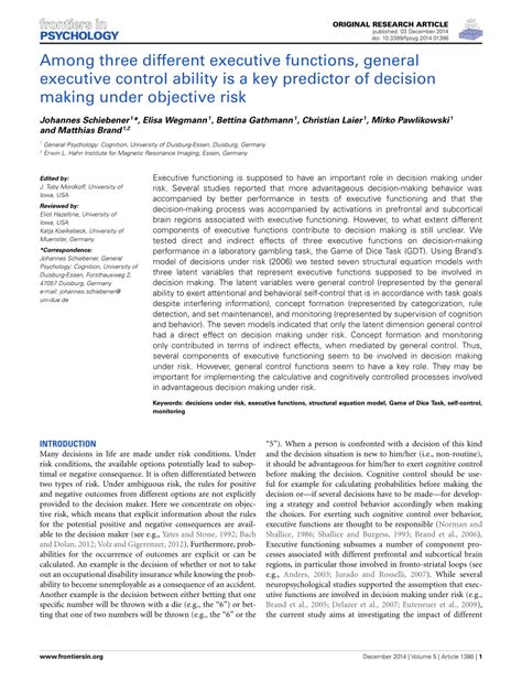 Pdf Among Three Different Executive Functions General Executive