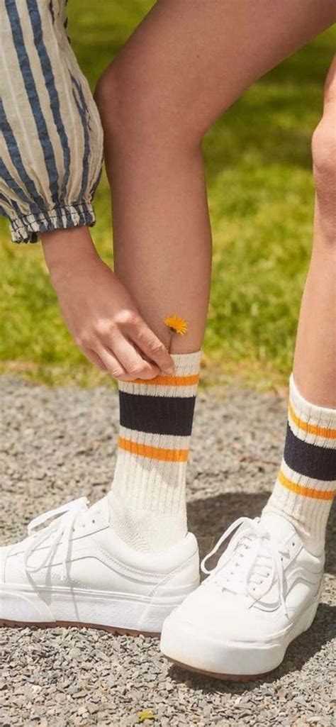 Download Striped Socks White Sneakers Outdoors Wallpaper