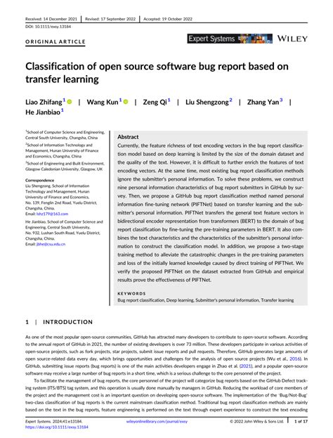 Classification Of Open Source Software Bug Report Based On Transfer