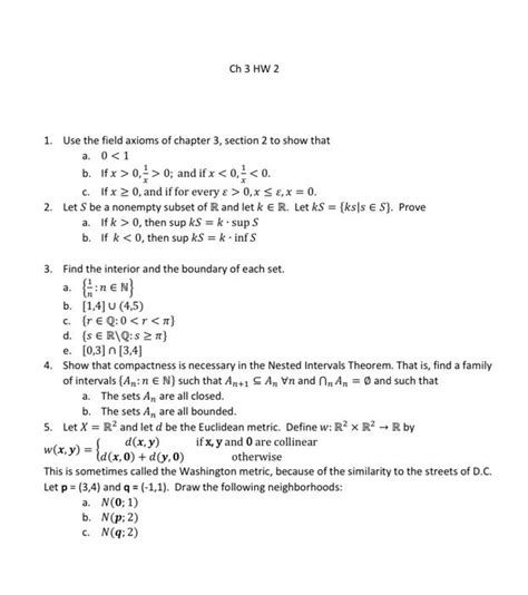 Solved 1 Use The Field Axioms Of Chapter 3 Section 2 To