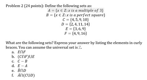 solved problem 2 24 points define the following sets as