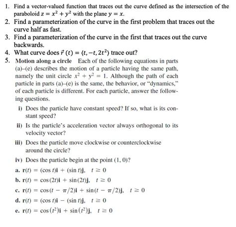 Solved Find A Vector Valued Function That Traces Out Chegg