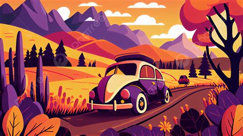 자동차 야외 여행 그림 배경 차 관광 여행 관광 배경 일러스트 및 사진 무료 다운로드 Pngtree