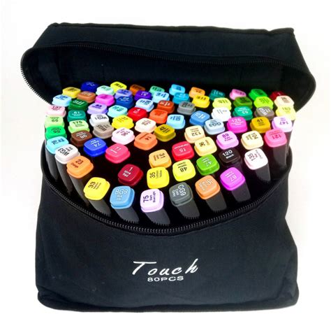Набор профессиональных двухсторонних маркеров для скетчинга в чехле 80 цветов купить с