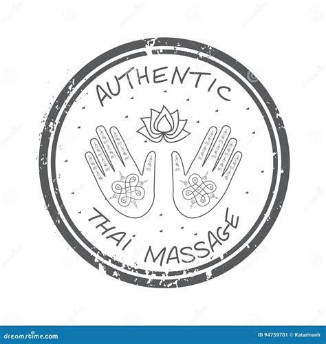 Stamp Authentic Thai Massage Hands With A Thai Pattern Stock Vector