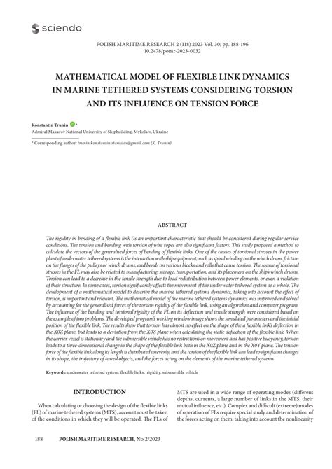 Pdf Mathematical Model Of Flexible Link Dynamics In Marine Tethered