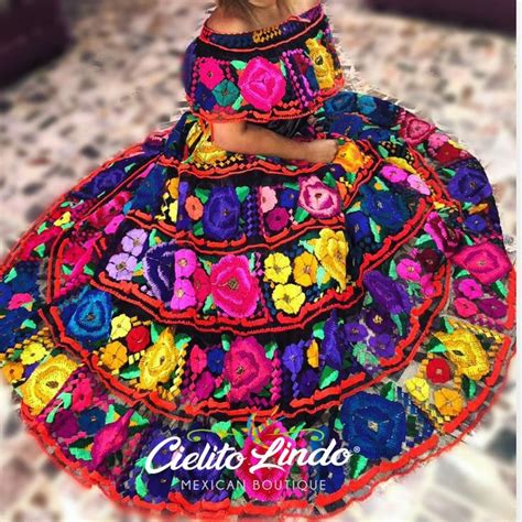 Mexican Chiapaneca Black Dress Mexican Fiesta Dresses Mexican