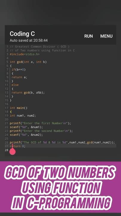 Gcd Of Two Numbers Using Function In C Programming Gcd Beginners