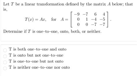 solved let t be a linear transformation defined by the