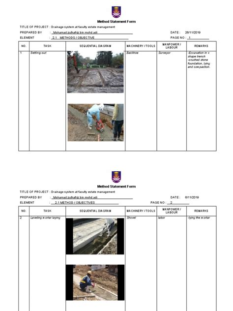 Method Statement Form Pdf Economic Sectors Nature
