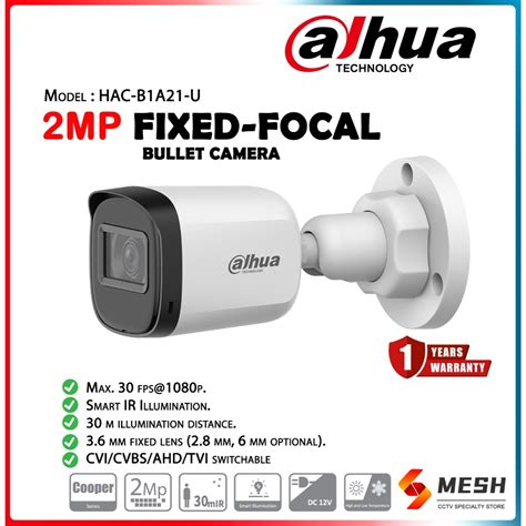 Dahua B1a21 U 2mp 4 In 1 Outdoor Bullet Camera Analog Full Hd 2mp 1080p Fixed Lens 3 6mm Hac