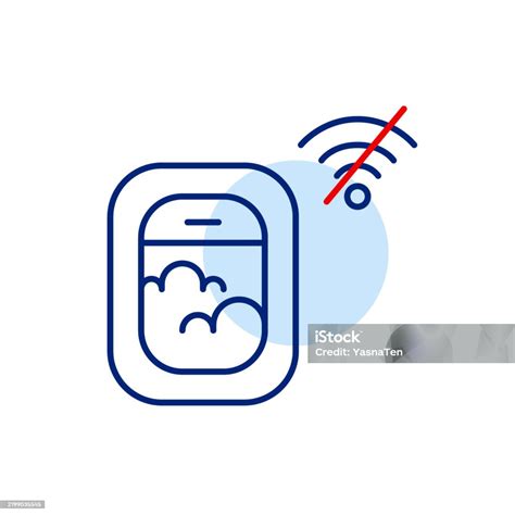 구름이 있고 Wifi 기호가 없는 평면 창입니다 비행기 모드 디지털 디톡스 또는 오프라인 여행 완벽한 픽셀 편집 가능한 획 아이콘 Brand Name Smart Phone에