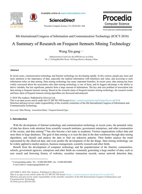 Pdf A Summary Of Research On Frequent Itemsets Mining Technology