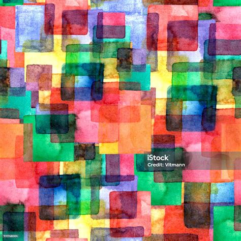 수채화 브러시 격자 무늬와 완벽 한 패턴입니다 레인 보우 바이올렛 배경에 수채화 색입니다 손으로 그린 그레인 텍스처 잉크