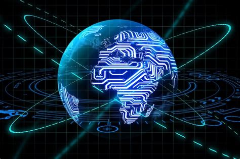 Premium Photo Global Technology Concept With Digital World Planet Microchip Part Of World Map