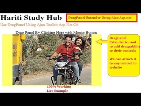 DragPanel Extender In Asp Net Website Using Ajax Toolkit C Hindi