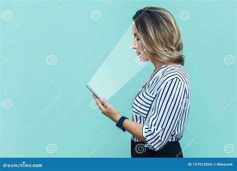 Mobile Biometric Identification And Verification Face Detection Concept Face Id Scaning Or