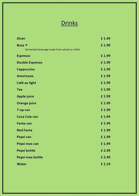 Menu At Bulgarian Kitchen Restaurant Aberystwyth