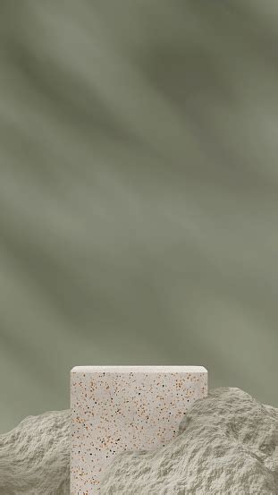 3d 렌더링 모형 템플릿의 자연 테라조 질감 연단에서 샐비어 녹색 바위가 있는 초상화 0명에 대한 스톡 사진 및 기타 이미지 0명 3차원 형태 강단 Istock