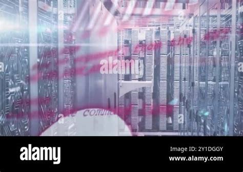 Processing Data Over Server Racks In Data Center Animated Visualization Technology Data