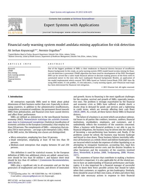 Financial Early Warning System Model And Data Mining Application For Risk Detection 2012 Expert