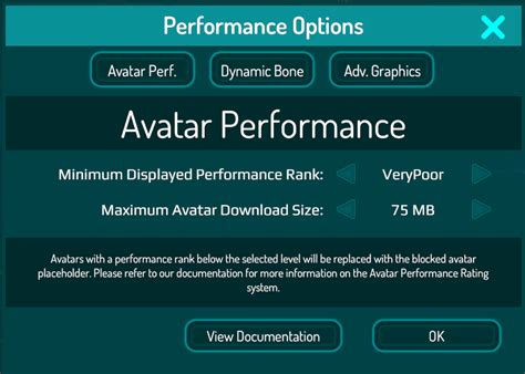Vrchat Performance Options