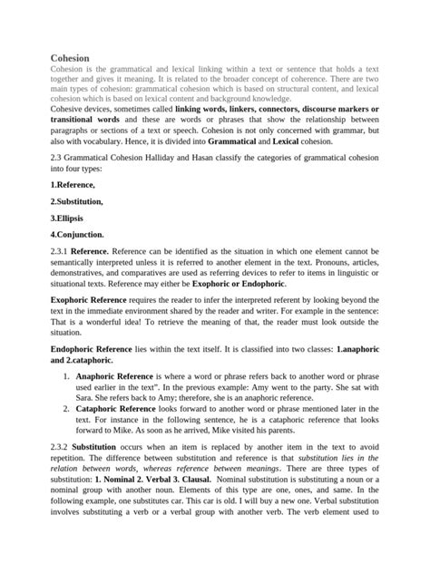 Cohesion 1 Pdf Word Lexical Semantics
