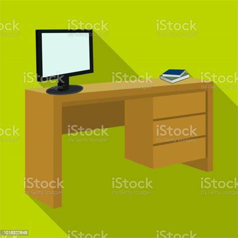컴퓨터와도 서 책상입니다 평면 스타일 아이소메트릭 벡터 기호 재고 일러스트 웹에서 단일 아이콘 가구 및 인테리어 가구에 대한 스톡 벡터 아트 및 기타 이미지 Istock