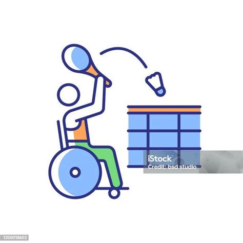 휠체어 배드민턴 Rgb 컬러 아이콘 Championship에 대한 스톡 벡터 아트 및 기타 이미지 Championship 개념 건강관리와 의술 Istock