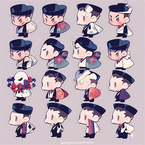 Premium Photo Sticker Of Male Chibi Kawaii Japanese Geisha Elegant