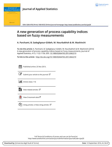 Pdf A New Generation Of Process Capability Indices Based On Fuzzy Measurements