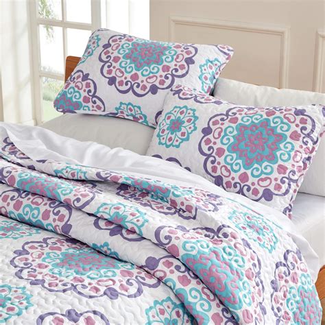 Sleep Zone 3 Piece Printed Quilt Set Fullqueen Size Lightweight