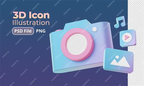 Premium Psd 3d Render Of Gradient Video Photo Music Content Creator Illustration Icons For Ui