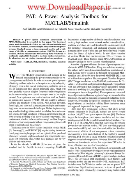 A Power Analysis Toolbox For Matlab Simulink Pdf Matlab Simulation