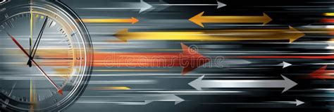 Concept Of Productivity Illustrated With A Clock And Dynamic Arrows Symbolizing Progress And
