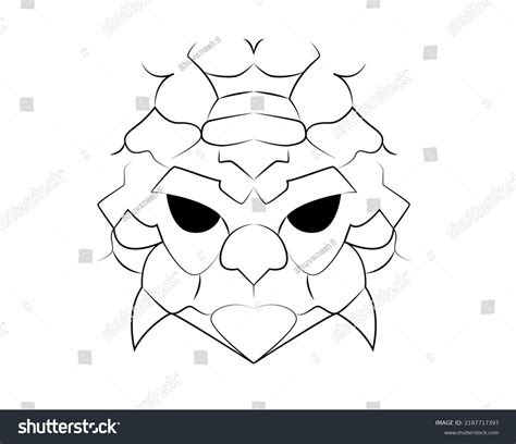 Abstract Evil Face Drawing Line Art Stock Vector Royalty Free