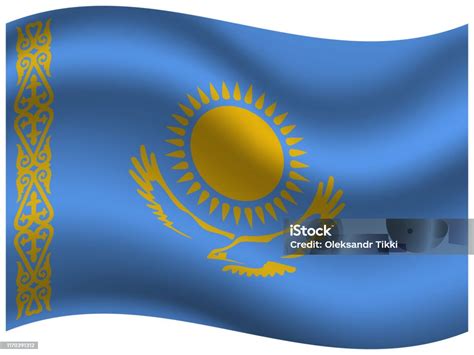 카자흐스탄 흔들리는 효과와 아름다운 국기 원래 색상과 비율 웹 로고 아이콘 및 배경에 대한 놀라운 디자인 벡터 일러스트 레이션from 국가 플래그 세트 국기에 대한 스톡