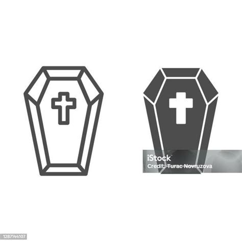 크로스 라인과 단단한 아이콘 할로윈 개념 흰색 배경에 장례식 기호에 대한 죽은 준비 관 모바일 개념과 웹 디자인을위한 윤곽 스타일드라큘라 침대 아이콘 벡터 그래픽 검은색에