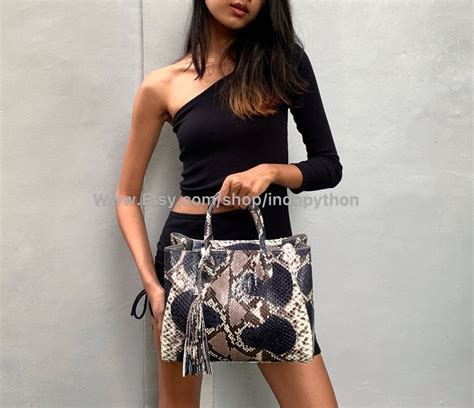 Blue Python Bag Python Bag Snakeskin Bag Leather Bag T For Her