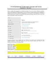 Assignment Wireshark Doc IT Fundamentals Of Information Assurance And Security