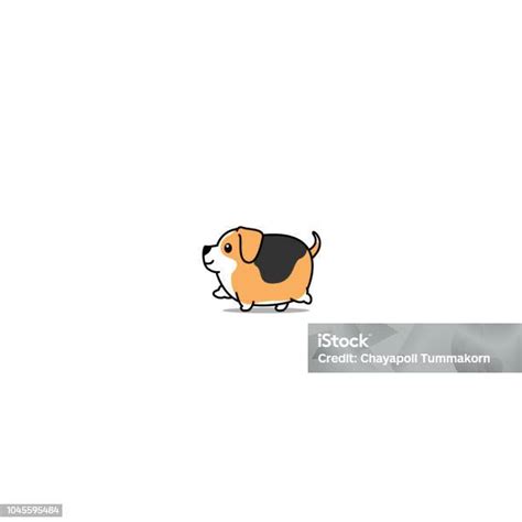 귀여운 지방 비글 개 걷는 만화 아이콘 벡터 일러스트 레이 션 개에 대한 스톡 벡터 아트 및 기타 이미지 개 과체중 귀여운 Istock