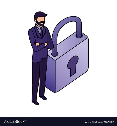 Elegant Businessman With Padlock Royalty Free Vector Image