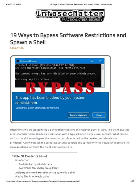 19 Ways To Bypass Software Restrictions And Spawn A Shell Pdf