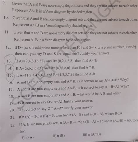 9 Given That A And B Are Non Empty Disjoint Sets And They Are Not Subset