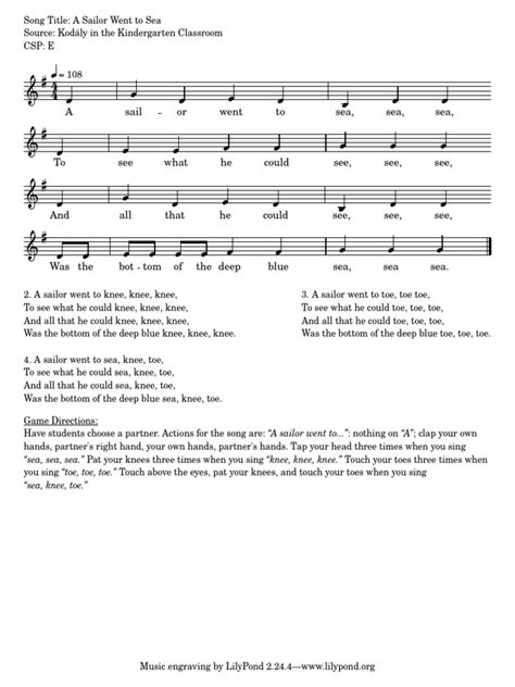 A Sailor Went To Sea Pdf