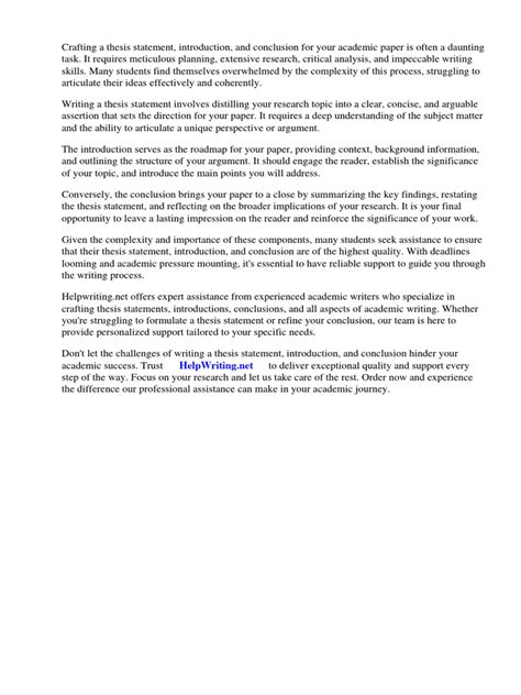 Thesis Statement Introduction And Conclusion Pdf Essays Thesis